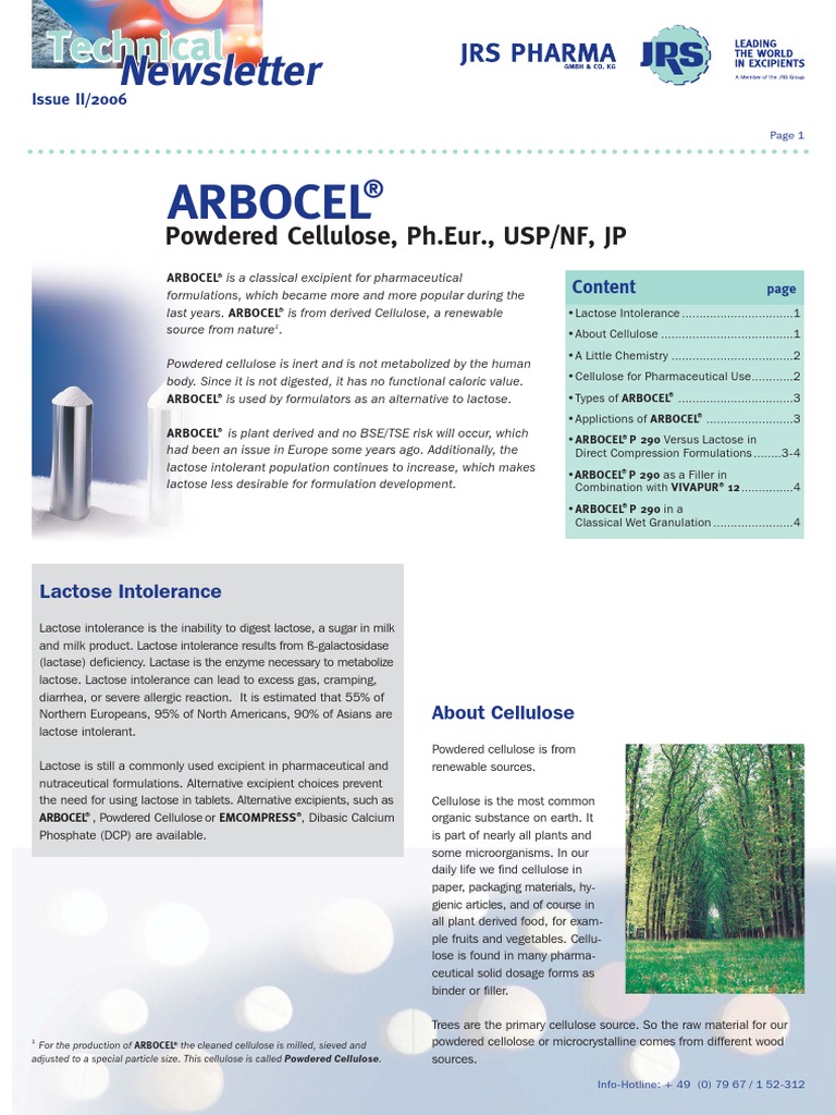 Newsletter ARBOCEL 0607 | PDF | Cellulose | Tablet (Pharmacy)