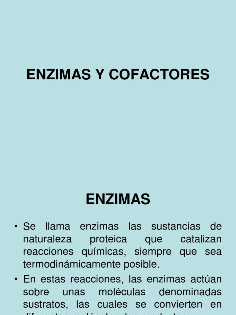 Enzimas y Cofactores: Funciones y Tipos | PDF | Enzima | Cofactor ...