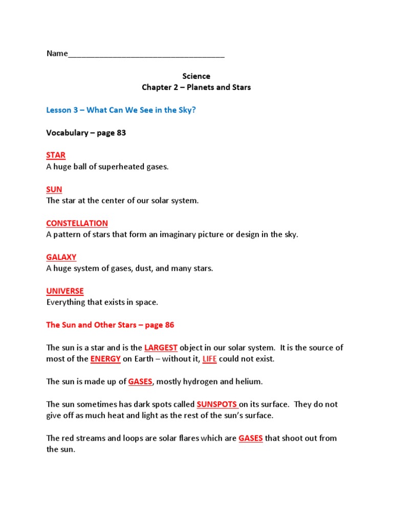 Sky Observation: Stars and Planets | PDF