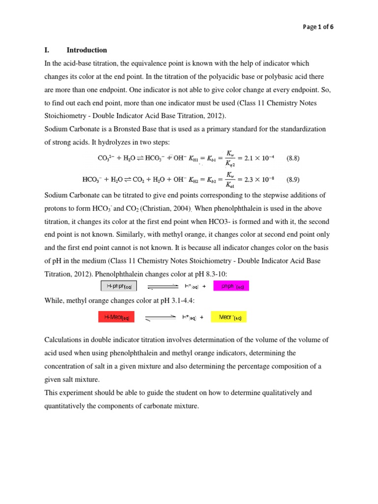Titration Experiment Using Phenolphthalein