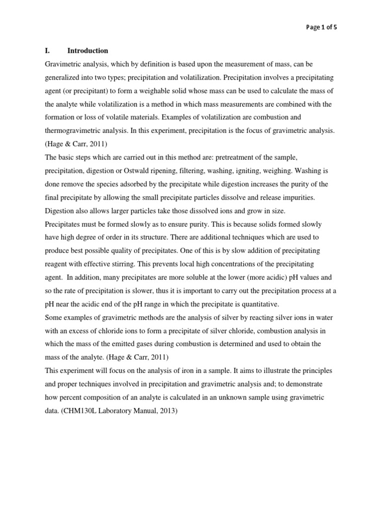 Gravimetric Analysis of Iron | PDF | Applied And Interdisciplinary ...