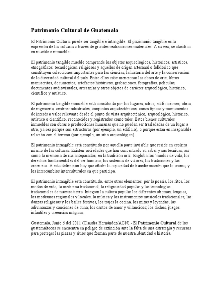 Patrimonio Cultural de Guatemala | PDF | Guatemala | Arqueología