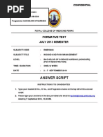 Answer Script-Wound and Pain Management Formative Test-Quiz 2 (July 13 ...