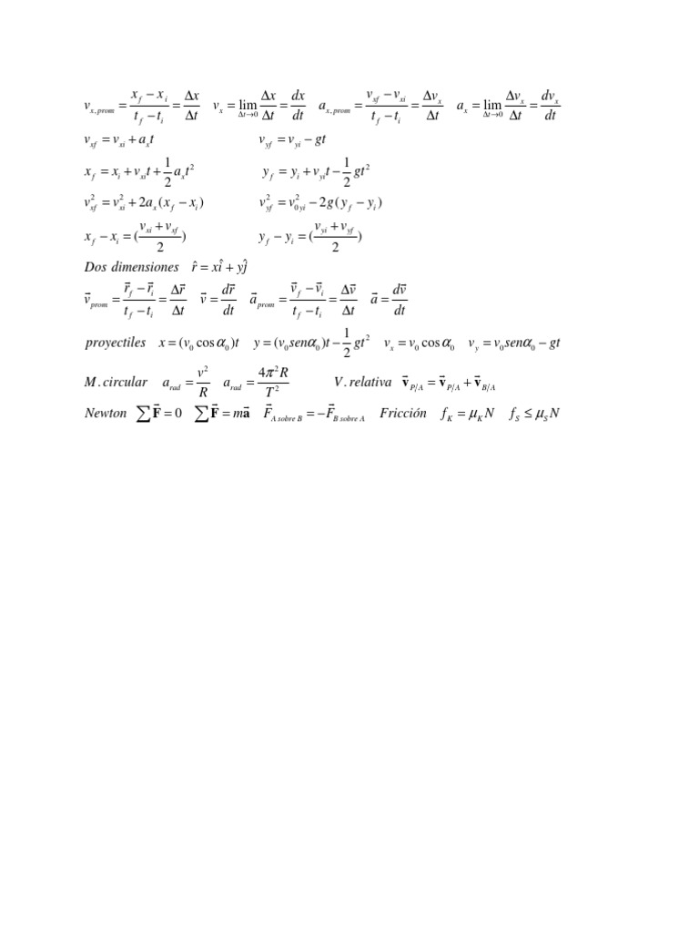 Physics Equations and Concepts | PDF