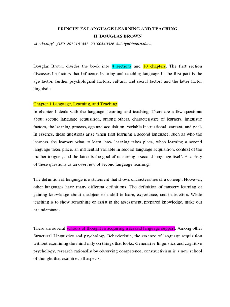 Principles of Language Learning and Teaching by Shintyadindan | PDF ...