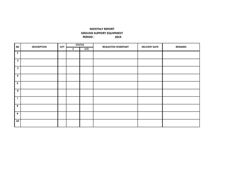 Monthly Report Ground Support Equipment Period: 2013 | PDF | Science ...