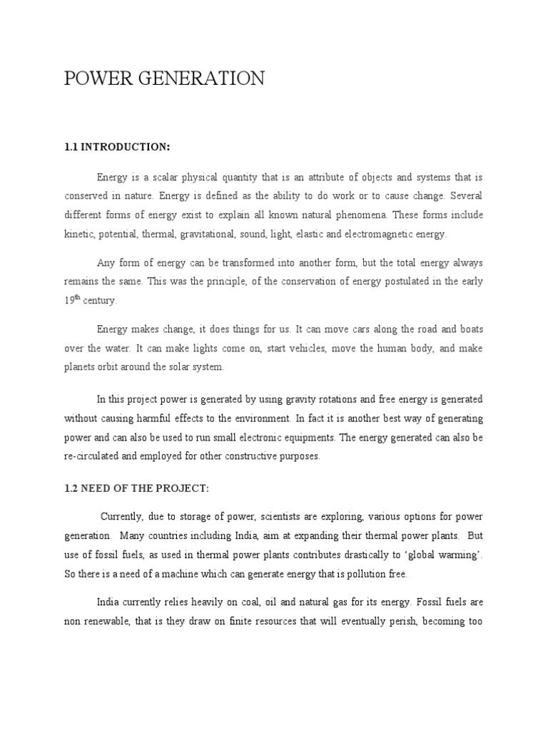 Power Generation | PDF | Electric Motor | Electricity Generation