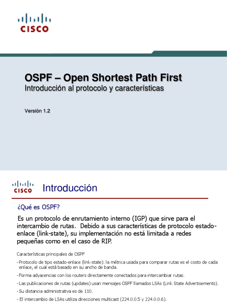 OSPF - Open Shortest Path First v1.2 | PDF | Enrutador (Computación ...