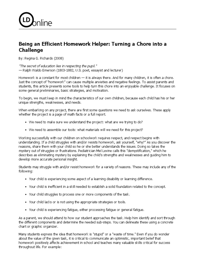 Parents As A Homework Helper | PDF | Homework | Learning Disability