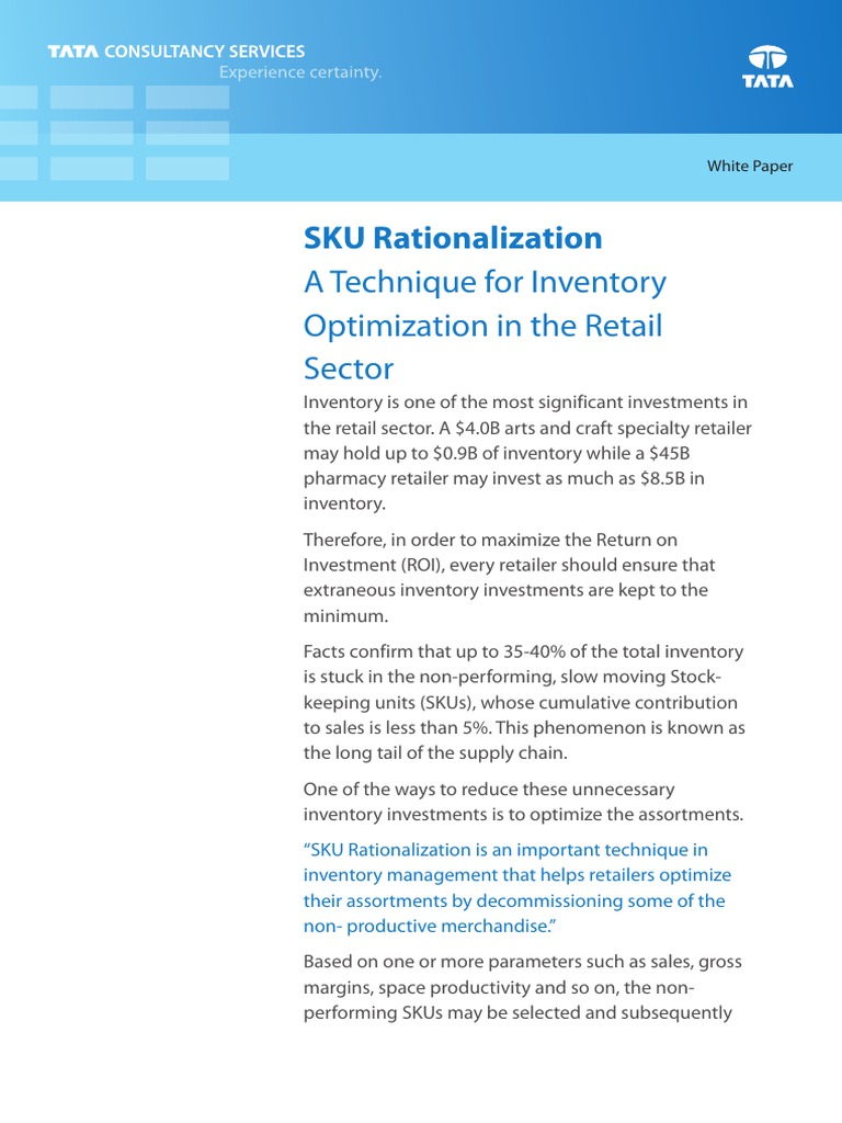 Retail Whitepaper SKU Rationalization Technique Inventory Optimization Retail Sector 0312 1 ...
