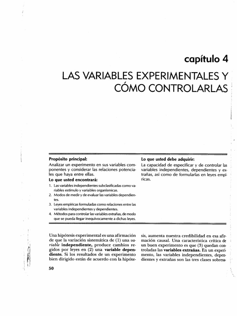Las Variables Experimentales y Cómo Controlarlas | PDF