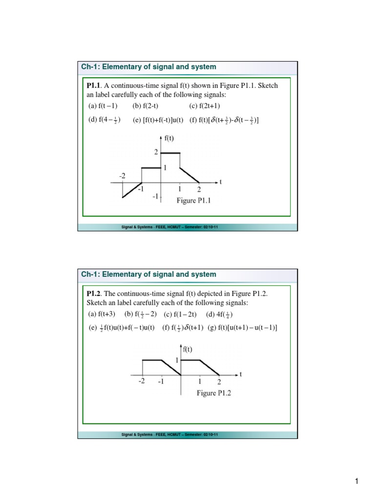 Signal and System Analysis Exercises | PDF