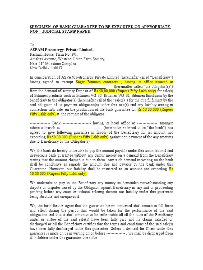 Bank Guarantee Format | PDF | Guarantee | Social Institutions