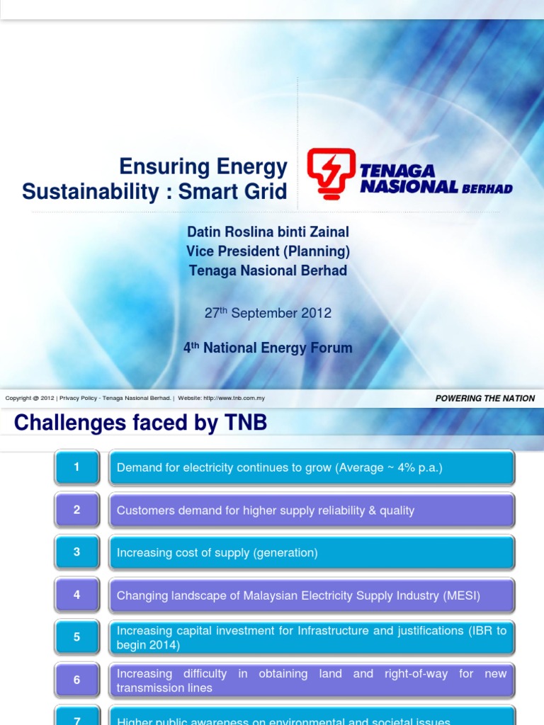 Ensuring Energy Sustainability: Smart Grid: Datin Roslina Binti Zainal ...