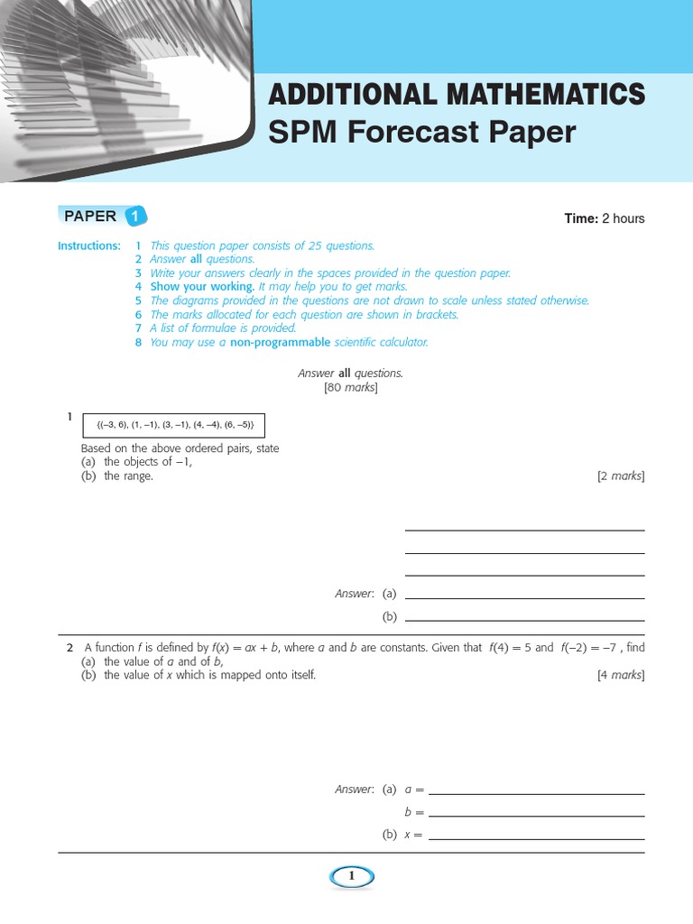 SPM Add Maths Forecast Paper 2024 | PDF
