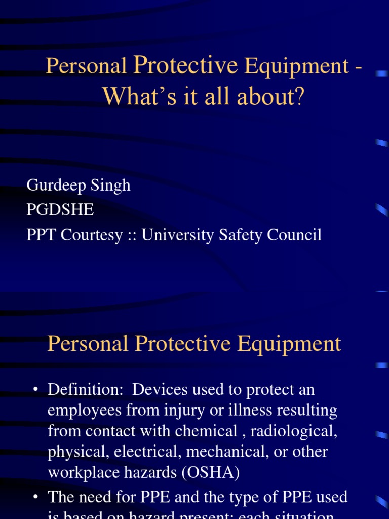 1 PPT | PDF | Personal Protective Equipment | Safety