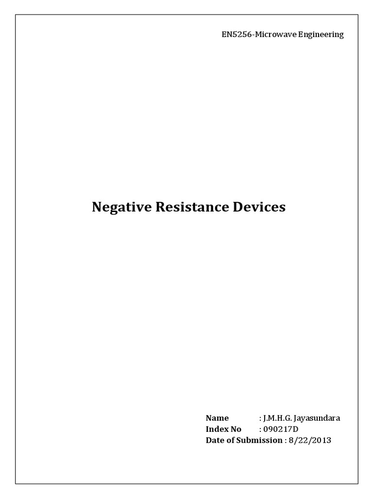 Negative Resistance Devices | PDF | Electrical Resistance And Conductance | Electronics