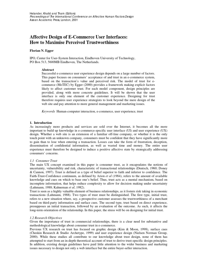 Affective Design of E-Commerce User Interfaces: How To Maximise ...