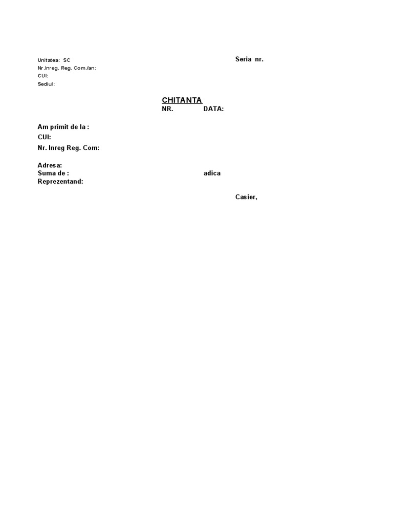 Model Chitanta Word | PDF | Finance & Money Management | Law