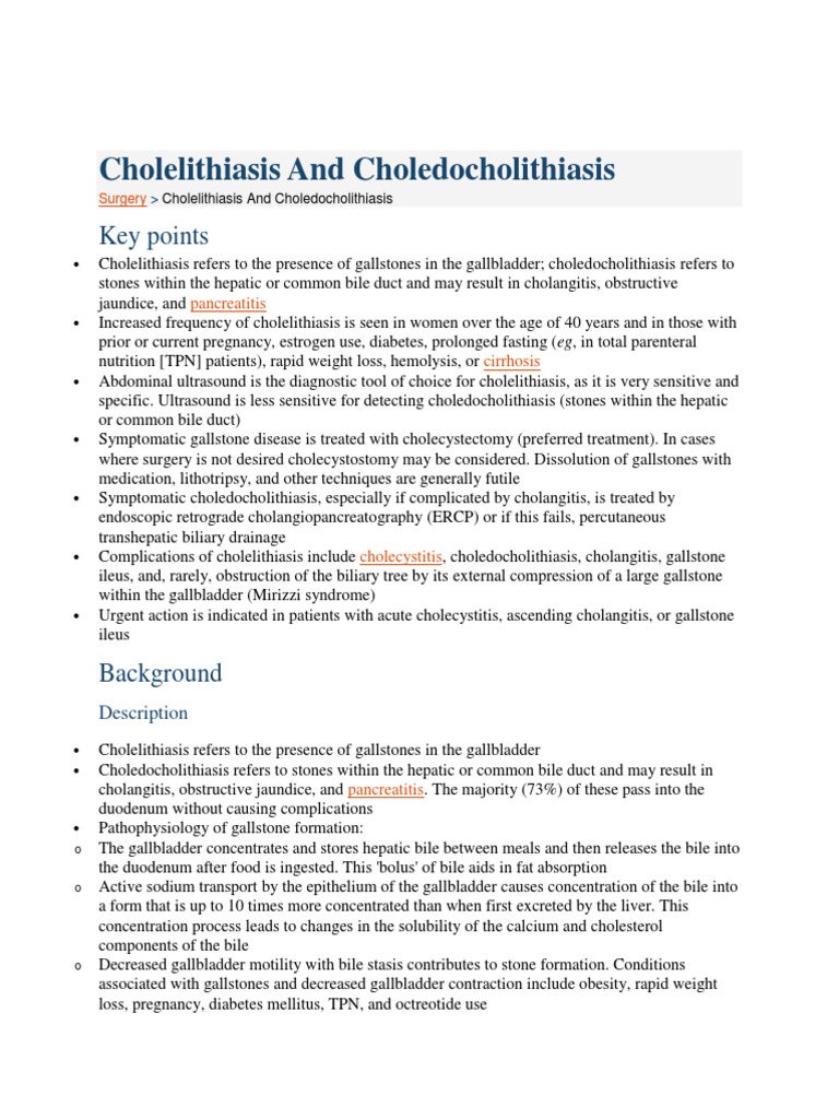 Cholelithiasis and Choledocholithiasis Infos .. | PDF | Gallbladder | Bile