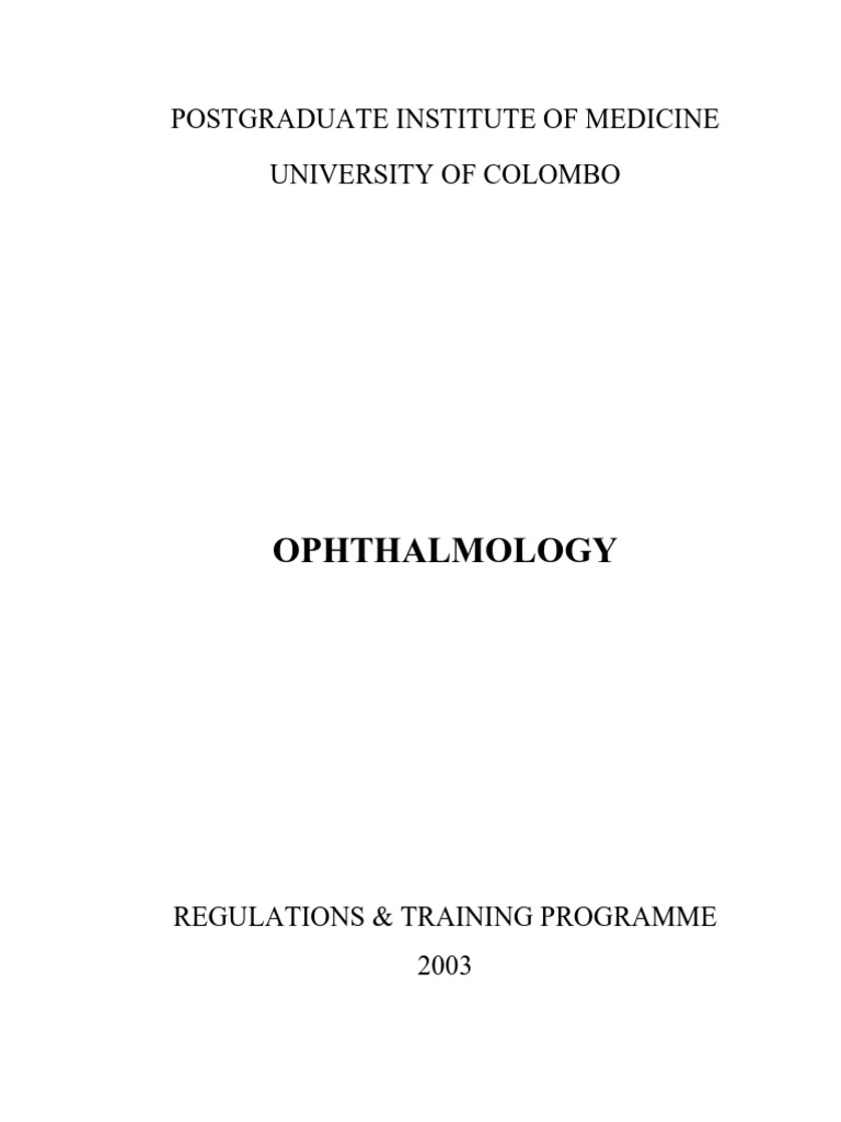 Postgraduate Institute of Medicine Ophthalmology Regulations & Training ...