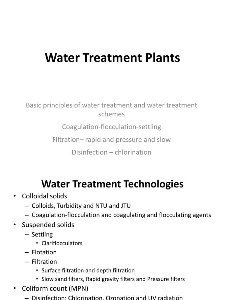 Water Treatment Plant Technologies Overview | PDF | Filtration | Water ...
