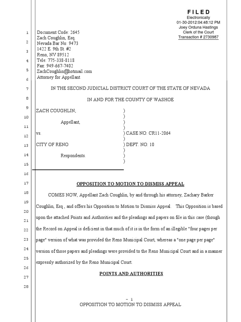 1 30 12 Opposition To Motion To Dismiss 0204 2065 60838 22176 and All ...