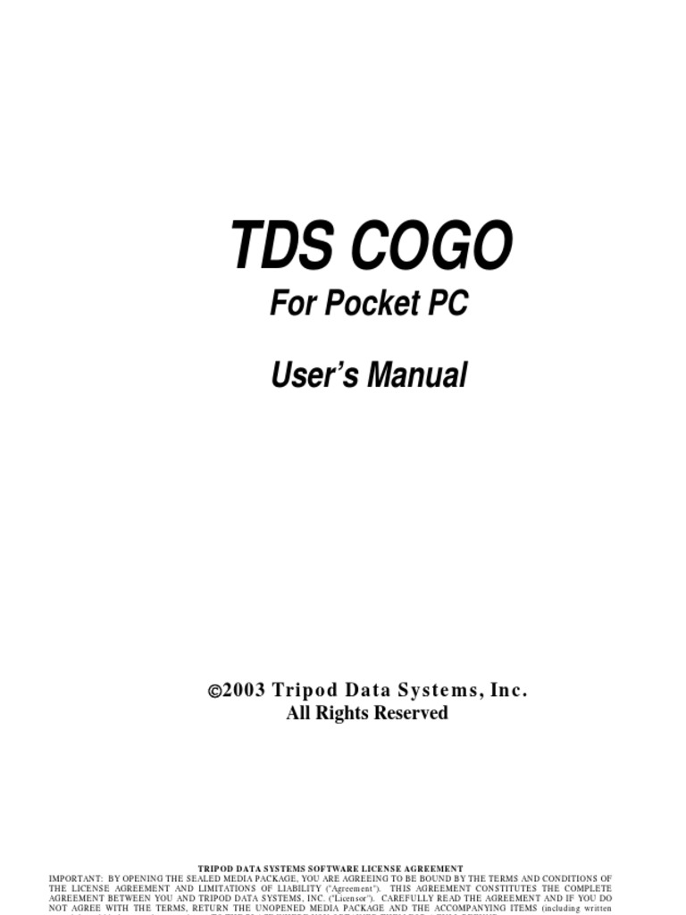 Tds Cogo: For Pocket PC User's Manual | PDF | Text File | Personal ...