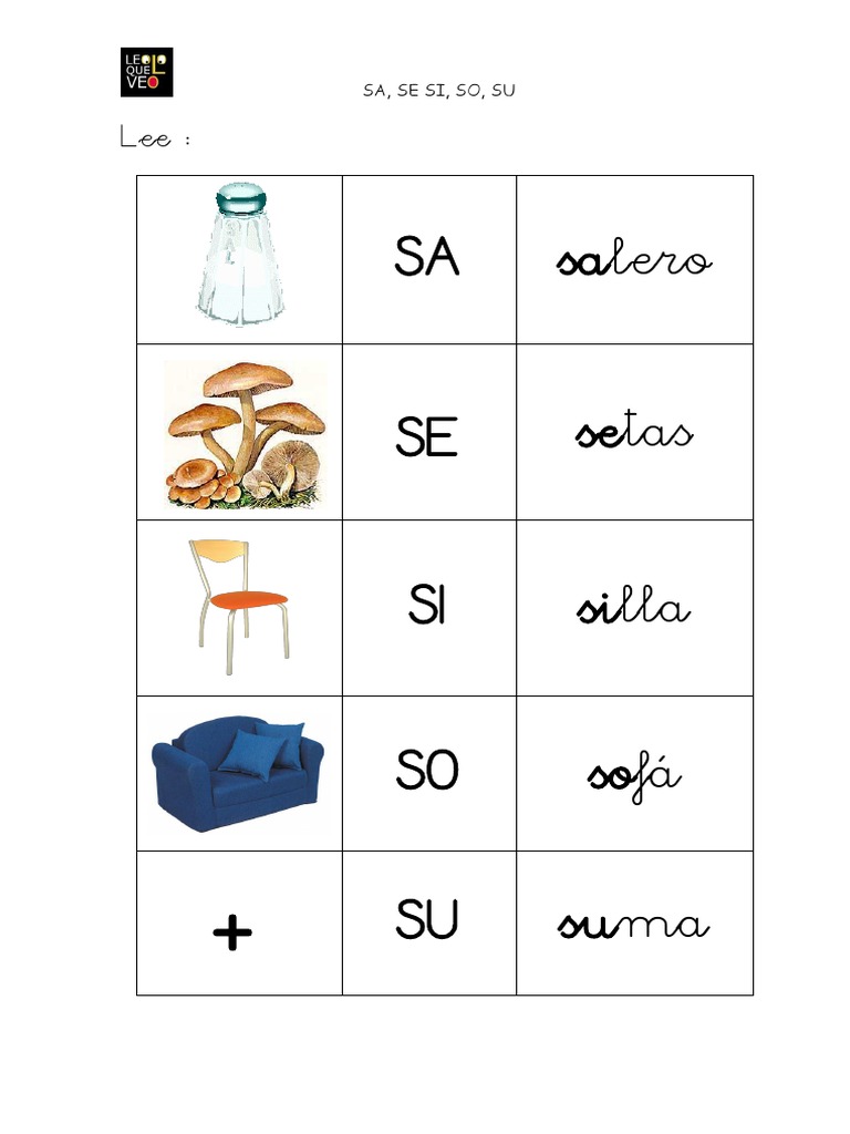 Actividades con SA, SE, SI, SO, SU | PDF | Cocina, comidas y vino
