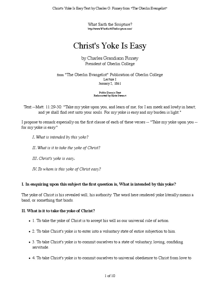 Christ's Yoke Is Easy | PDF | Jesus | Salvation