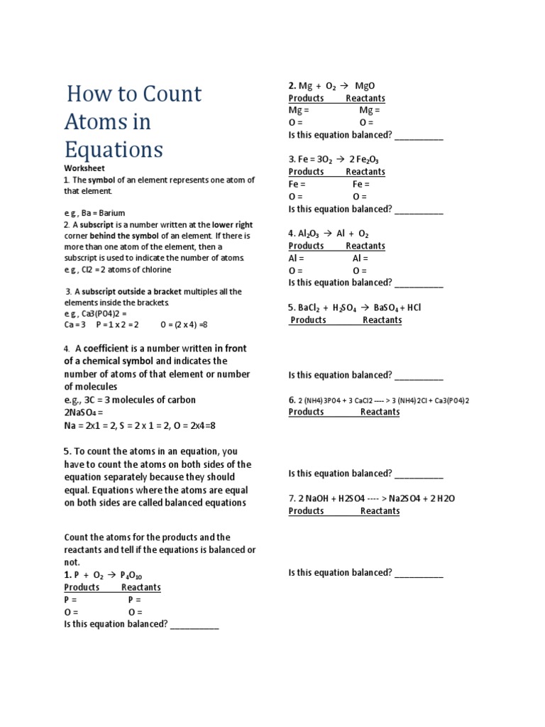 Chemistry Atom Counting Guide | PDF