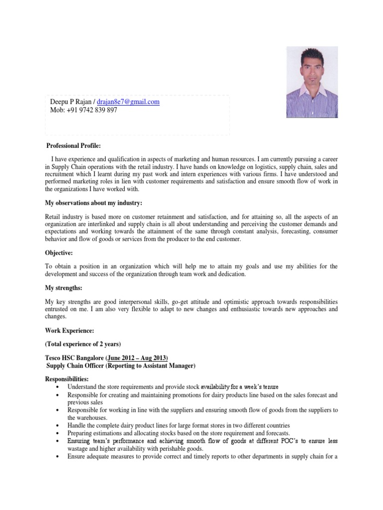 Deepu Resume | PDF | Supply Chain | Recruitment