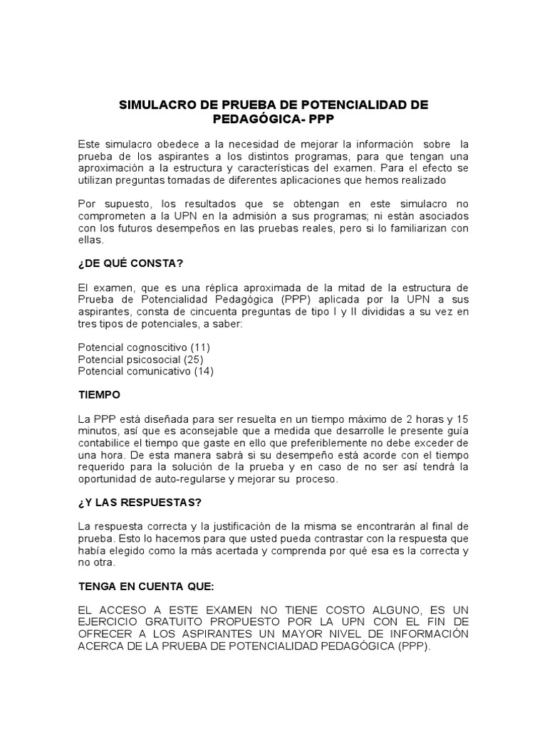 Cuestionario de Pruebas Pedagogicas | PDF