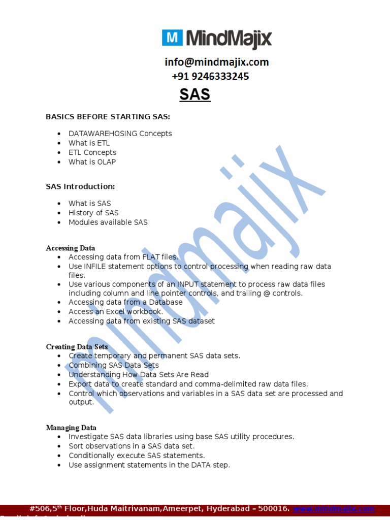 SAS Online Training Institute | PDF | Sas (Software) | Subroutine