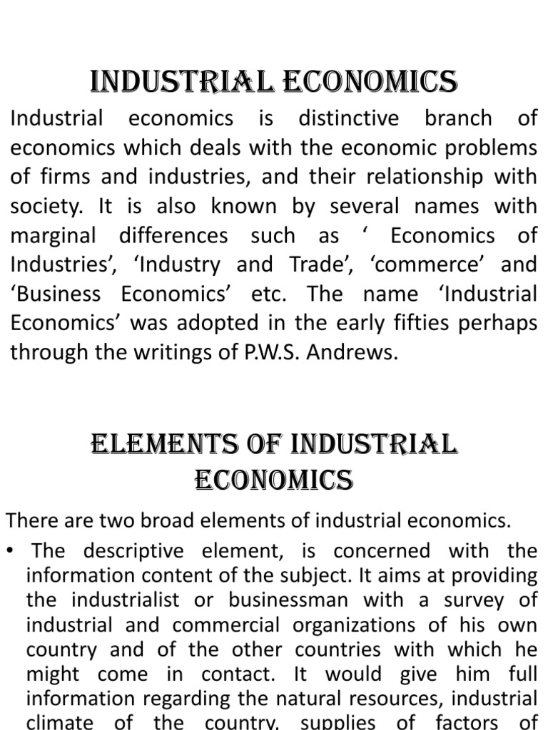 Industrial Economics | PDF | Adam Smith | Microeconomics