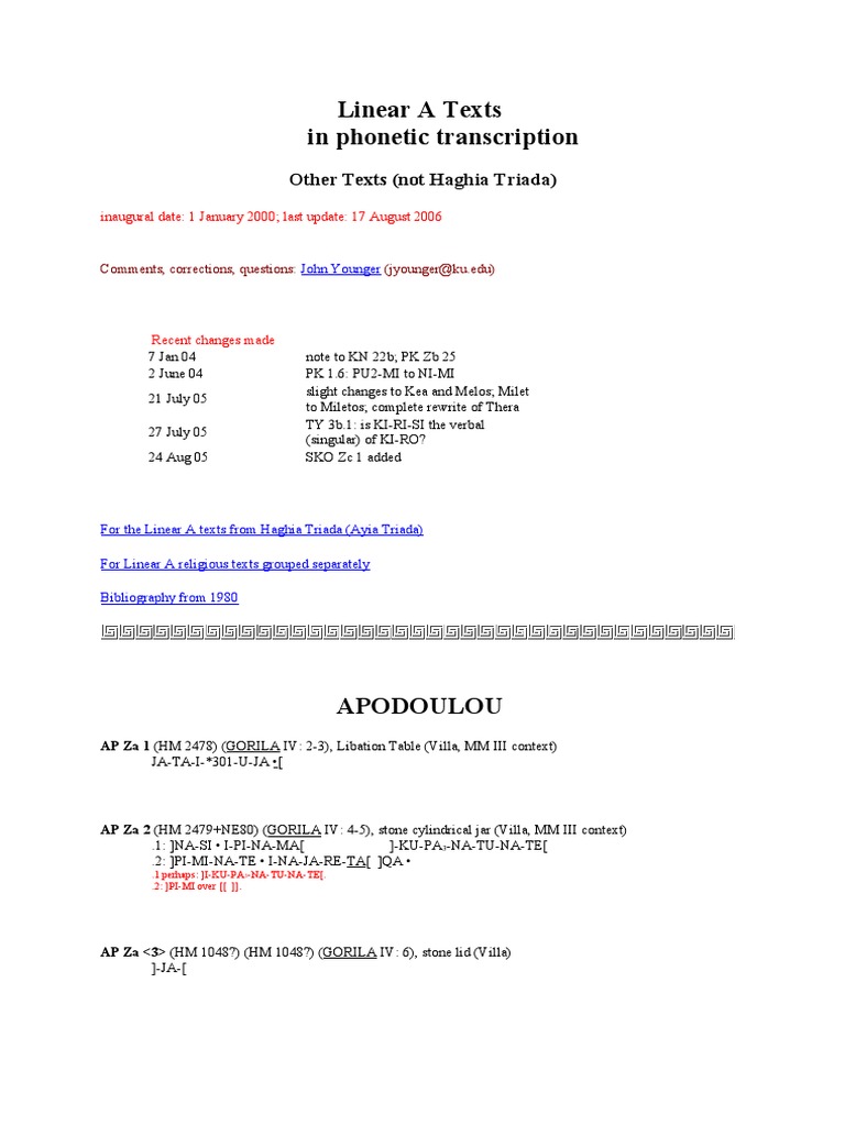 Linear A Texts | PDF