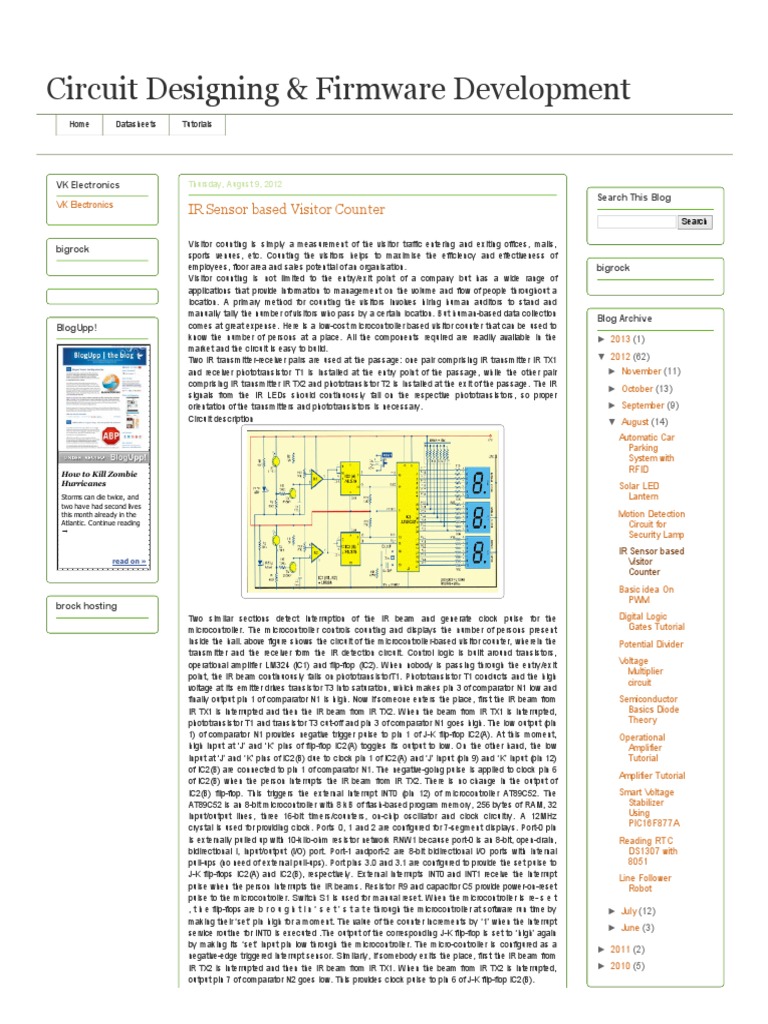 Circuit Designing & Firmware Development: IR Sensor Based Visitor Counter | PDF ...