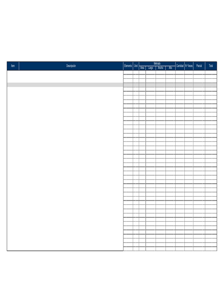 Ejemplo de Planilla de Metrados | PDF