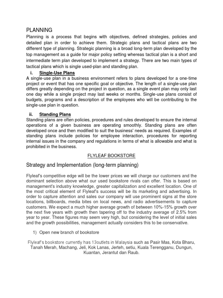 Planning: I. Single-Use Plans | PDF | Strategic Management | Strategic ...