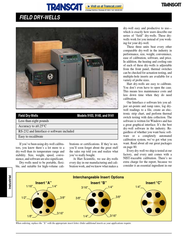 Field Dry-Wells Models 9103, 9140, and 9141