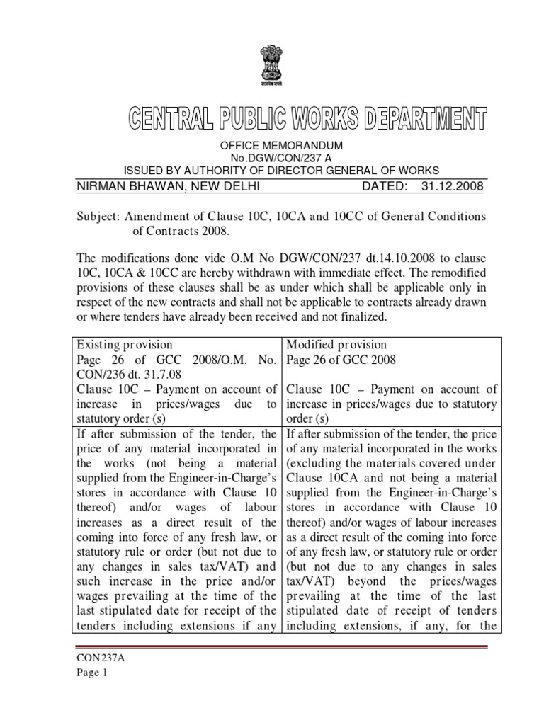 CPWD Clause 10 | PDF | Value Added Tax | Legal Tender
