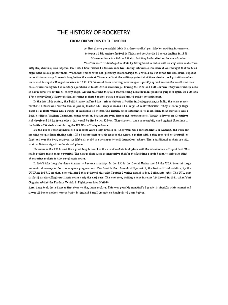 The History of Rocketry | PDF | Sputnik 1 | Rocket