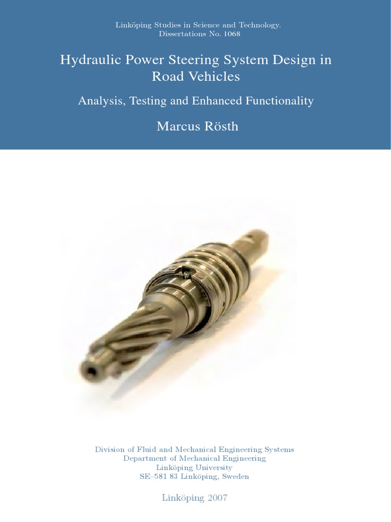 Hydraulic Power Steering System Design in Road Vehicles | PDF