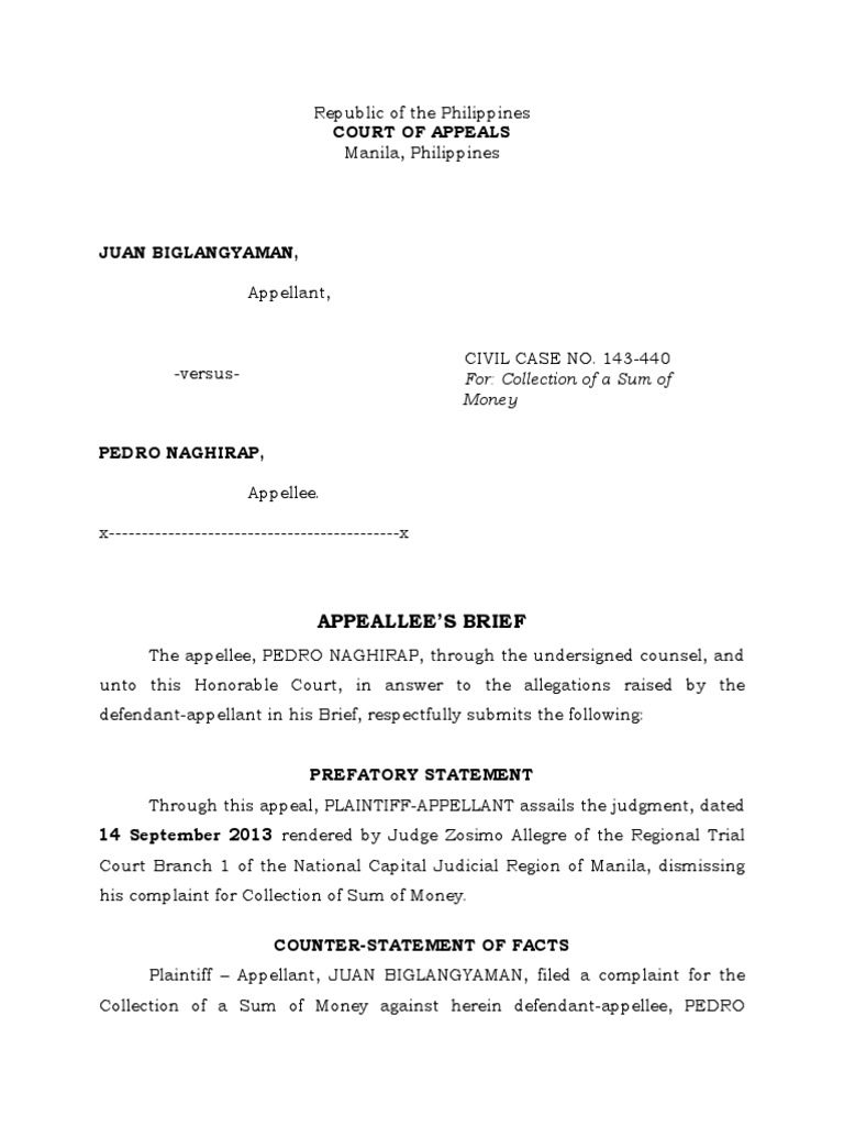 Court of Appeals: Appeallee'S Brief | PDF | Brief (Law) | Lawsuit