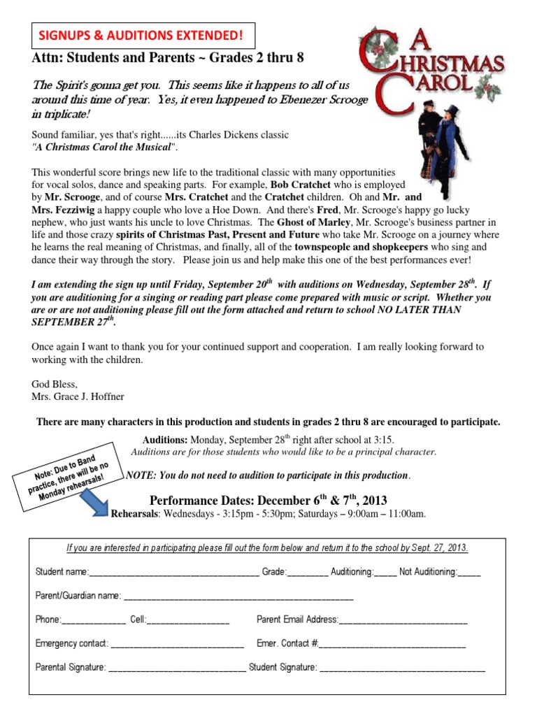 A Christmas Carol Auditions Extended | PDF | Ebenezer Scrooge | Audition
