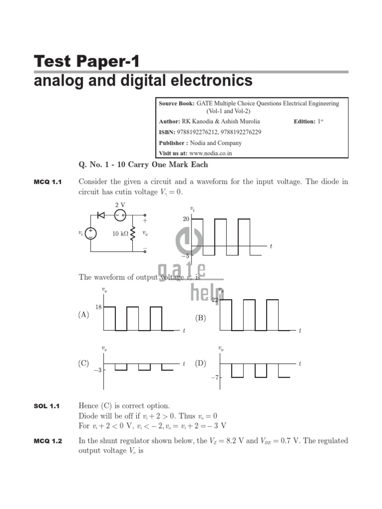 Analog And Digital Electronics Pdf Electronic Circuits Field
