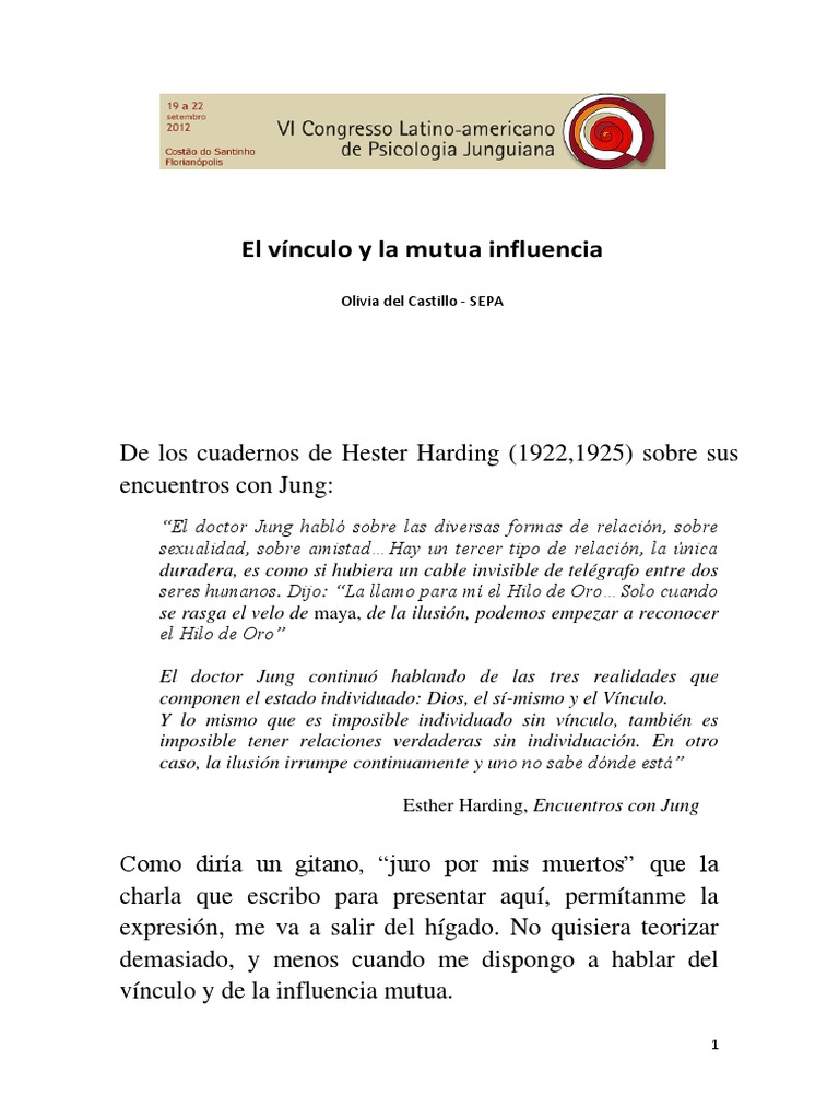 El Vinculo y La Mutua Influencia | PDF | Psique (psicología) | Carl Jung