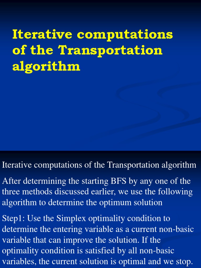 Iterative Computations of The Transportation Algorithm | Download Free PDF | Applied Mathematics ...