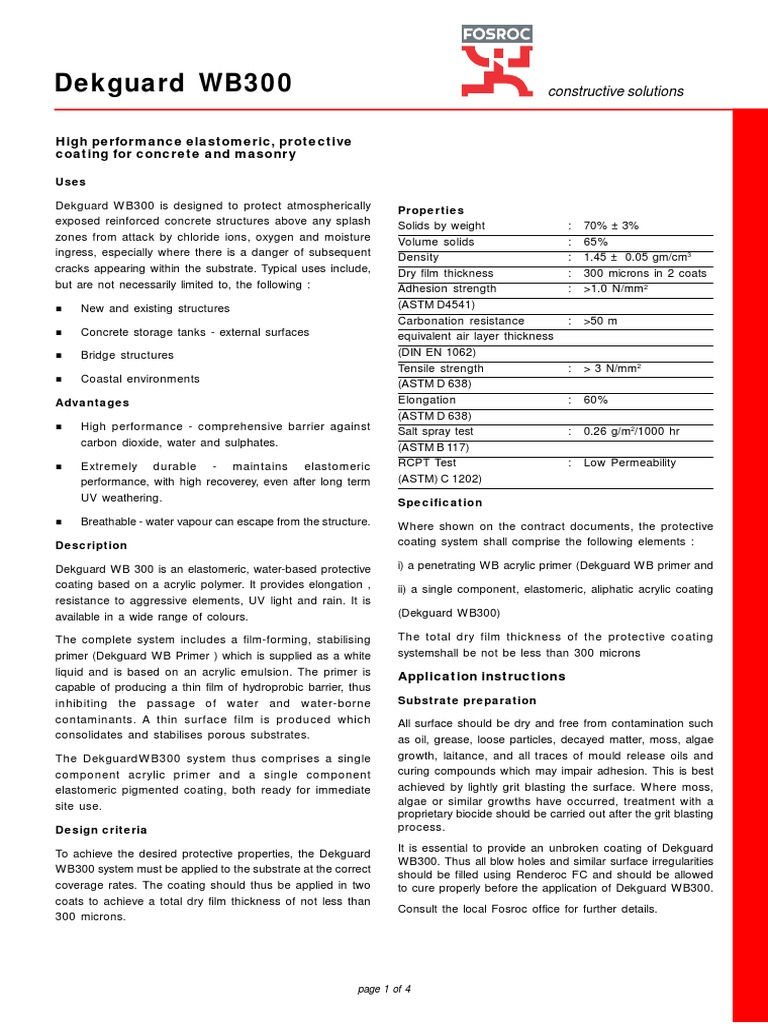 Dekguard WB300: High Performance Elastomeric, Protective Coating For ...