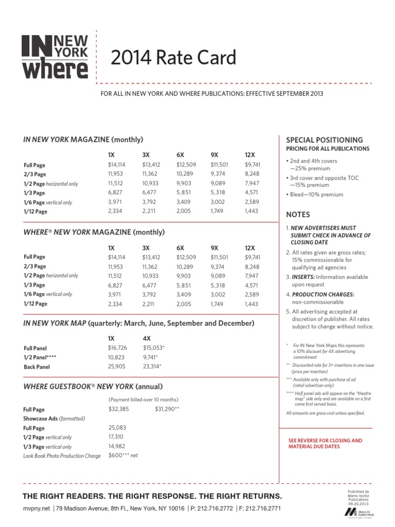 2014 Rate Card | PDF
